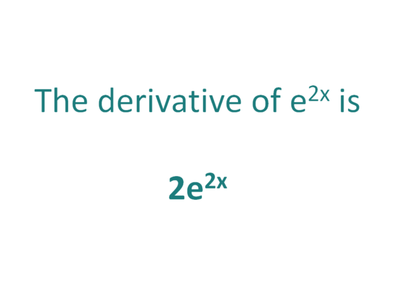 The Derivative of e^2x - DerivativeIt
